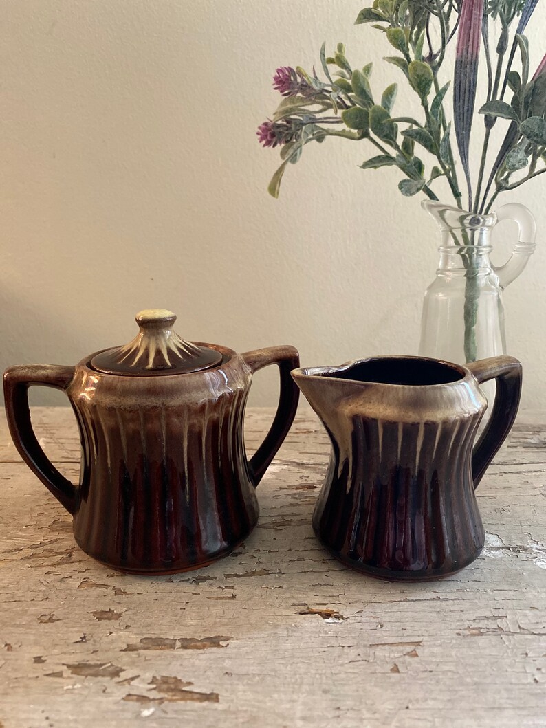 Vintage MCM Enesco Sugar Bowl and Cream Pitcher Set, Dripware ...