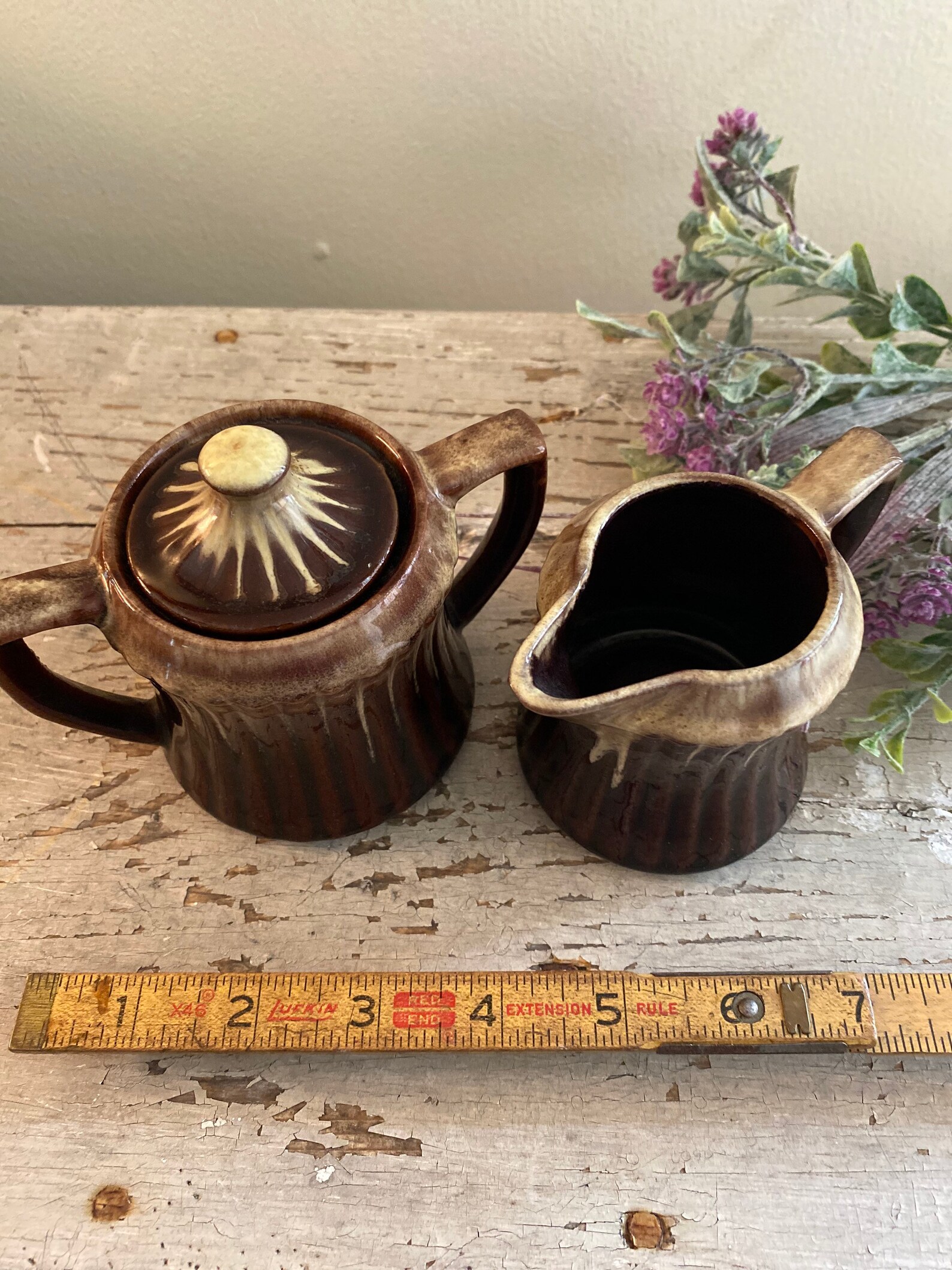 Vintage MCM Enesco Sugar Bowl and Cream Pitcher Set, Dripware ...