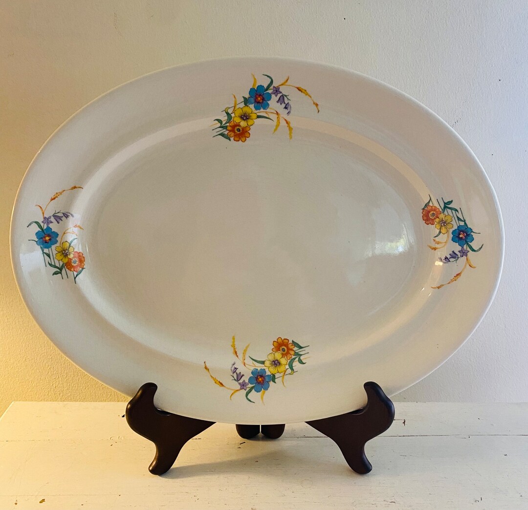 Vintage Serving Platter, Country Farmhouse Platter, Spring Flowers ...