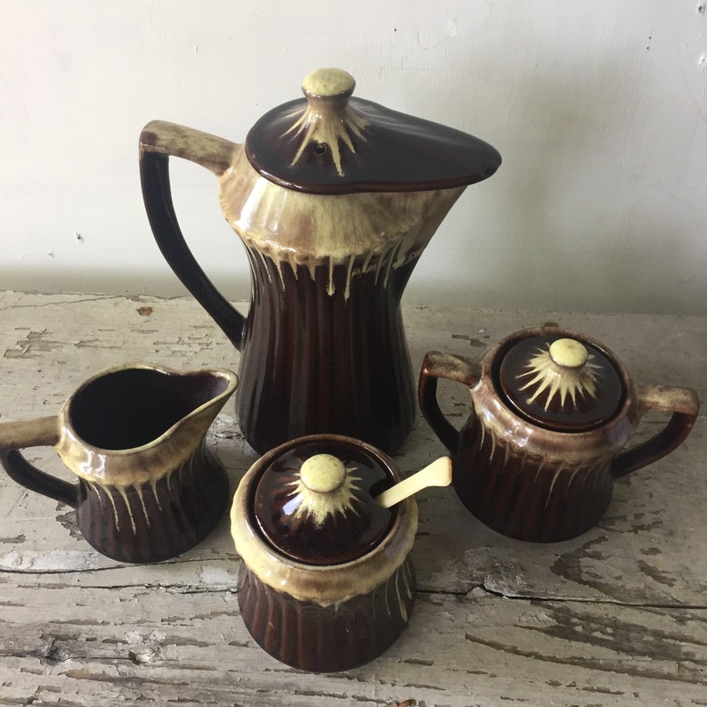 Vintage MCM Enesco Sugar Bowl and Cream Pitcher Set, Dripware ...
