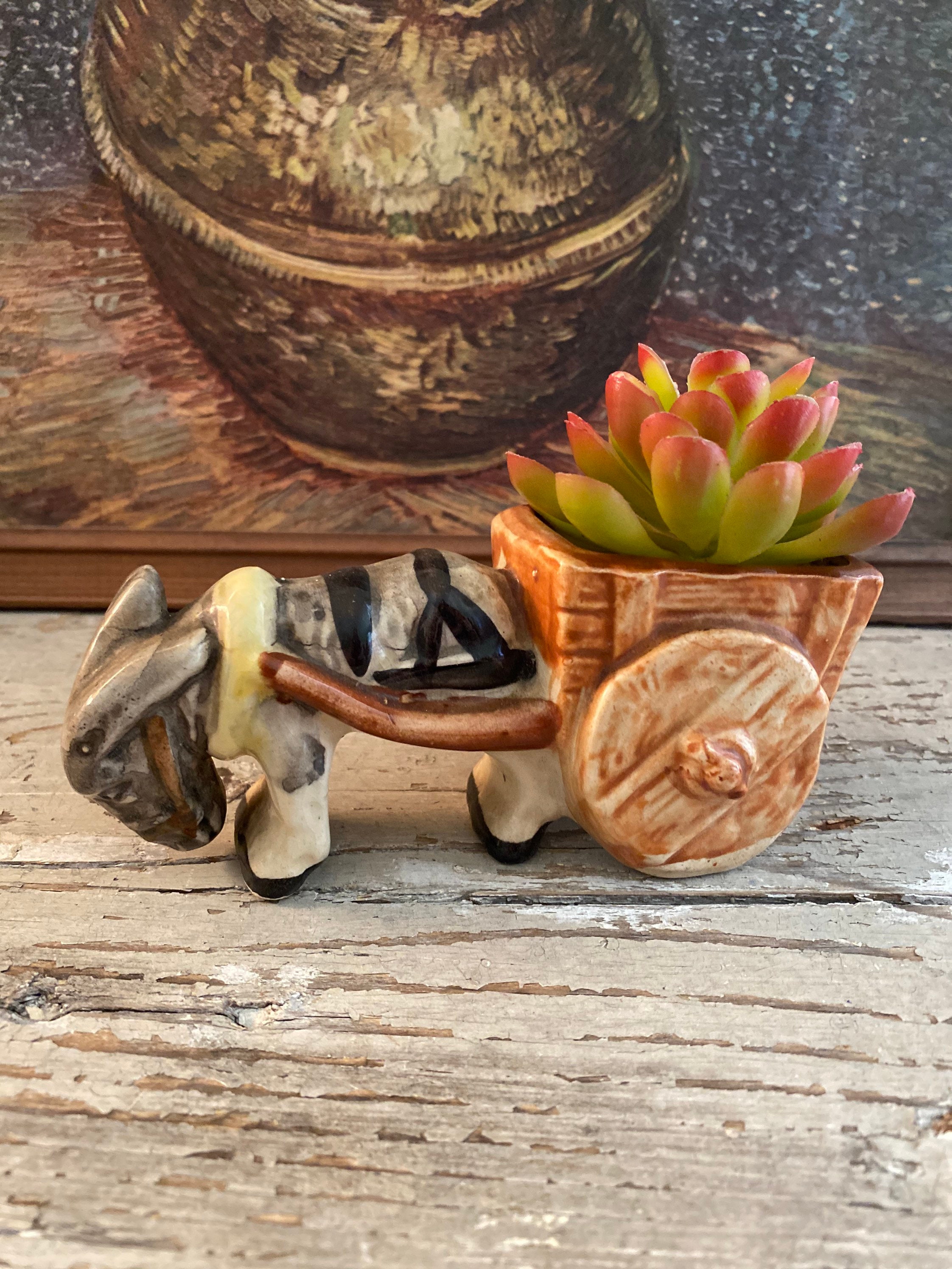 Vintage Donkey Cart Planter Ceramic Made in Japan - Etsy
