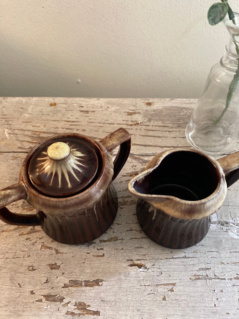 Vintage MCM Enesco Sugar Bowl and Cream Pitcher Set, Dripware ...