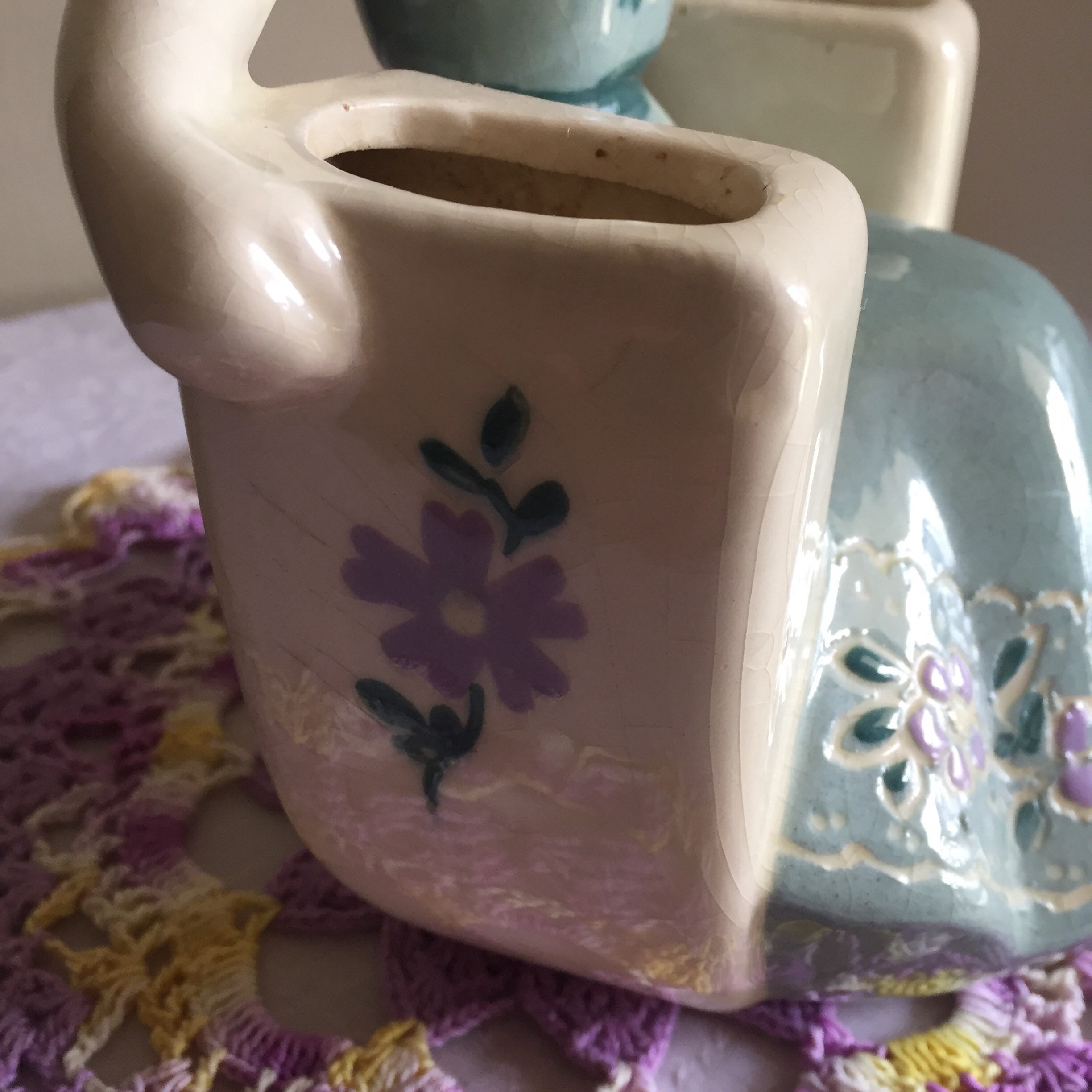 Vintage Weil Ware Double Vase Lady in Garden 1950's | Etsy