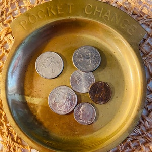 Vintage Brass Pocket Change Dish, Brass Coin Dish, Made in Taiwan - Etsy