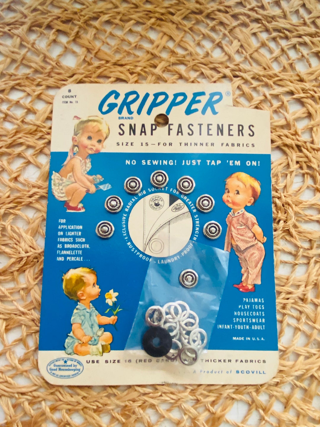 Vintage Snaps, Gripper Snap Fasteners, New in Package, Vintage Sewing ...