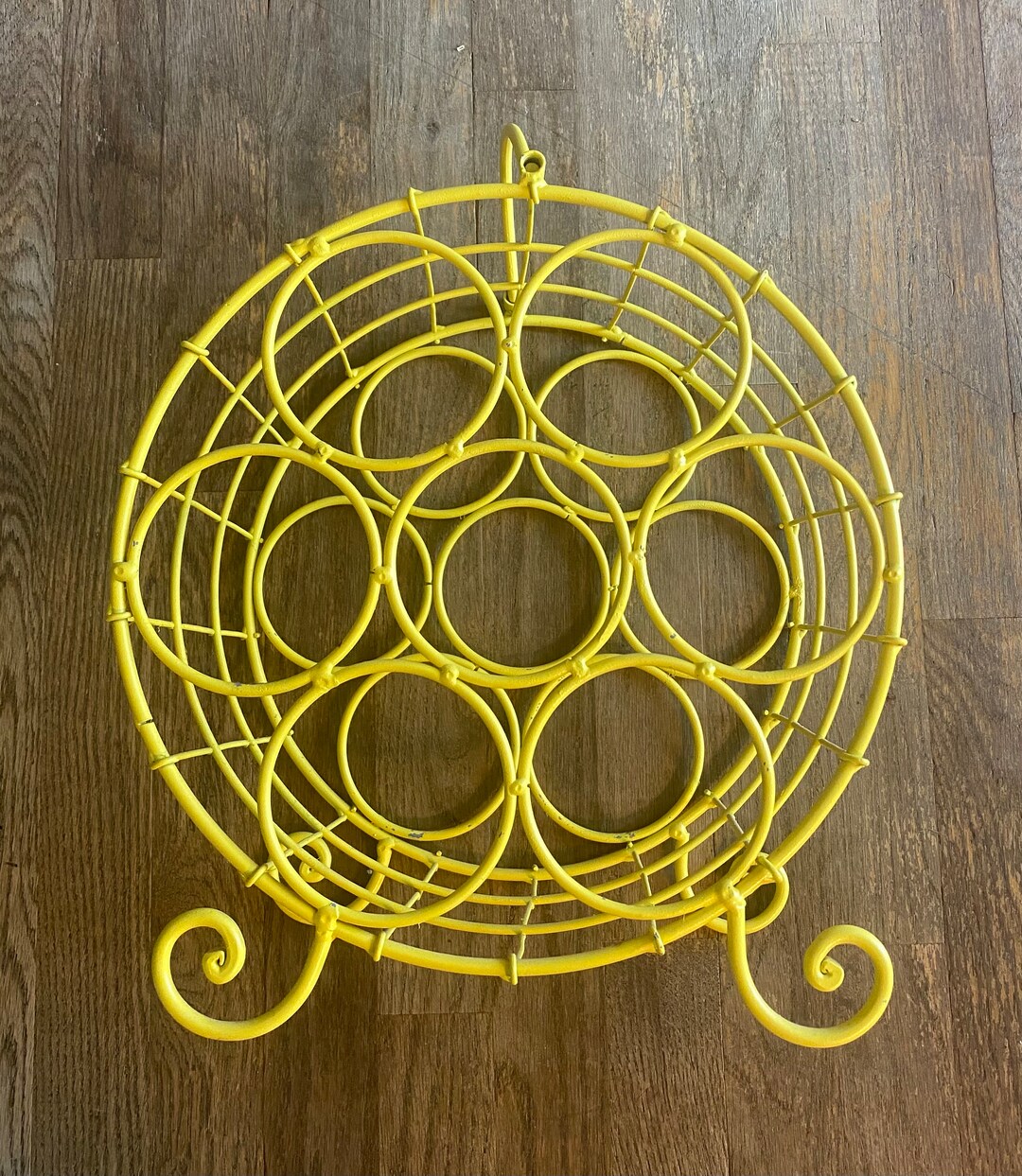 Vintage Wine Rack, Round, Metal, Yellow, 1970s - Etsy