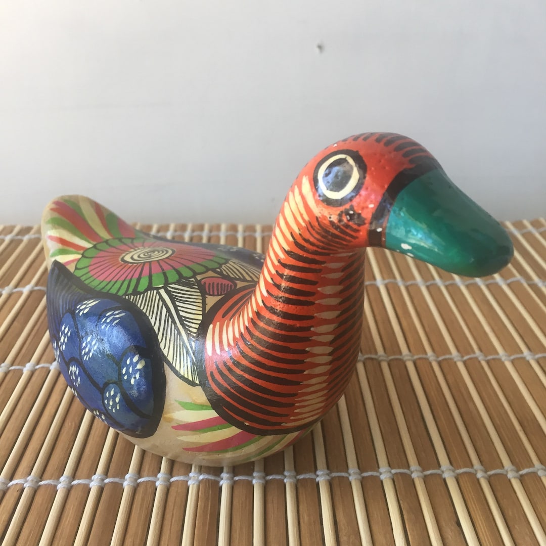 Vintage Folk Art Ceramic Duck, Hand Painted - Etsy