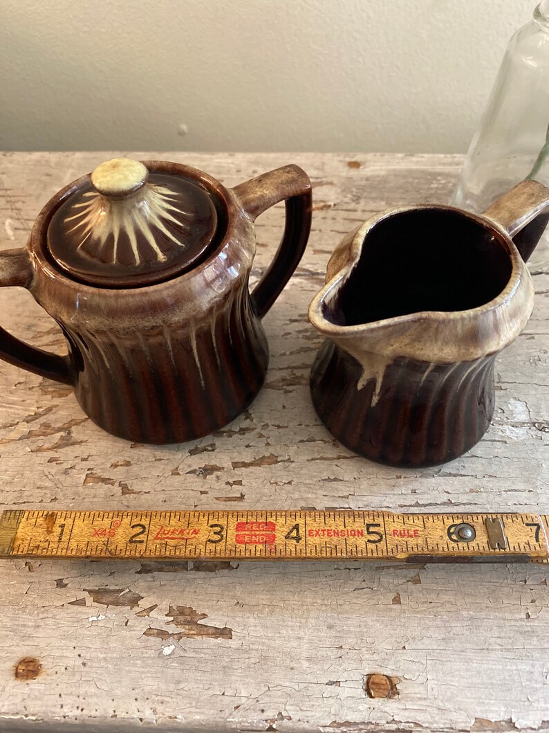 Vintage MCM Enesco Sugar Bowl and Cream Pitcher Set, Dripware ...