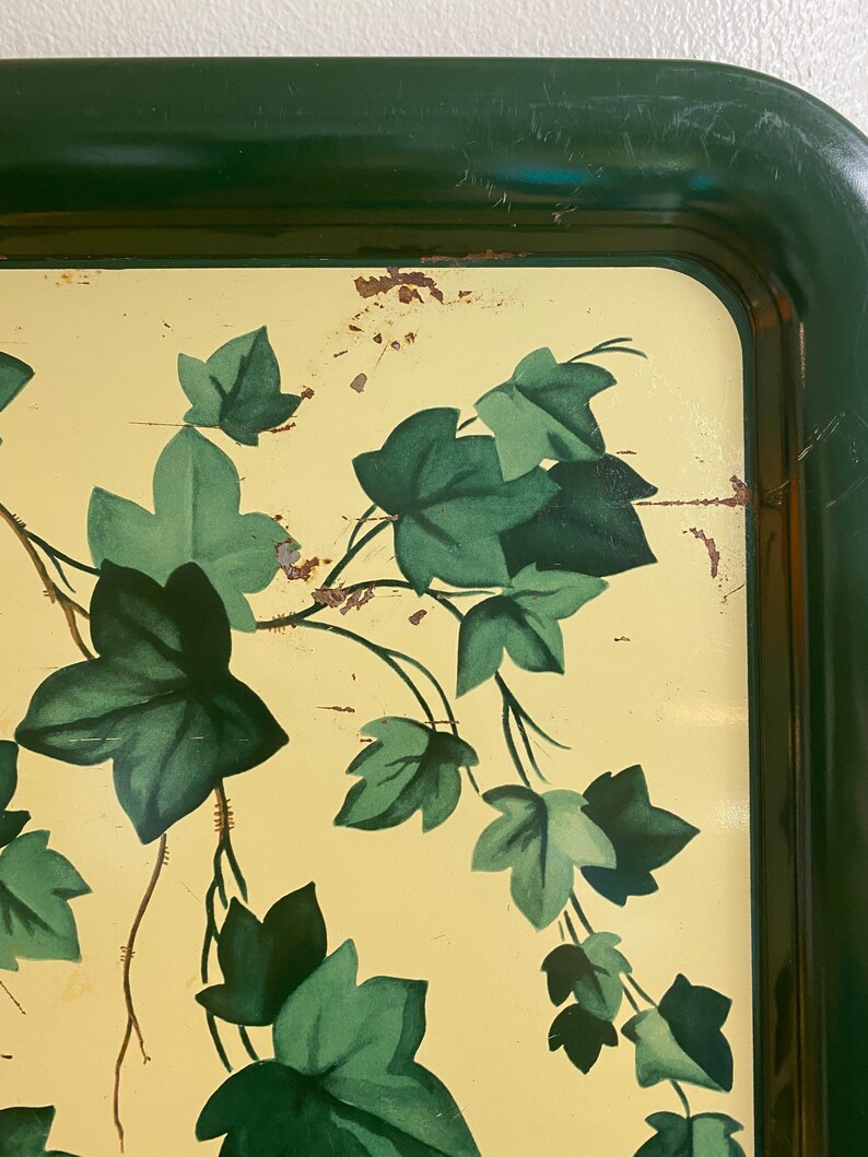 Vintage Ivy Tray, Metal Serving Tray With Ivy, Distressed Farmhouse ...