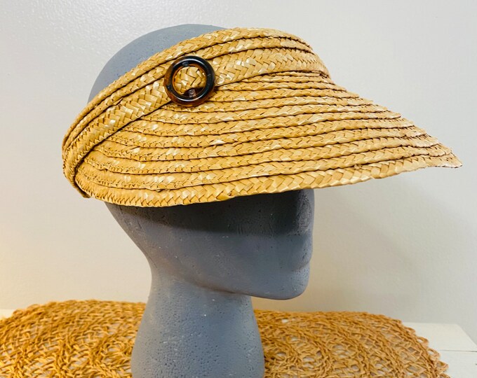 Vintage Sun Visor, 60s Straw Beach Hat, Festival Hat - Etsy