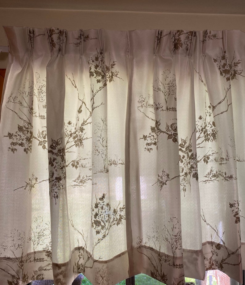 MCM Curtain Panels White With Trees and Flowering Branches - Etsy
