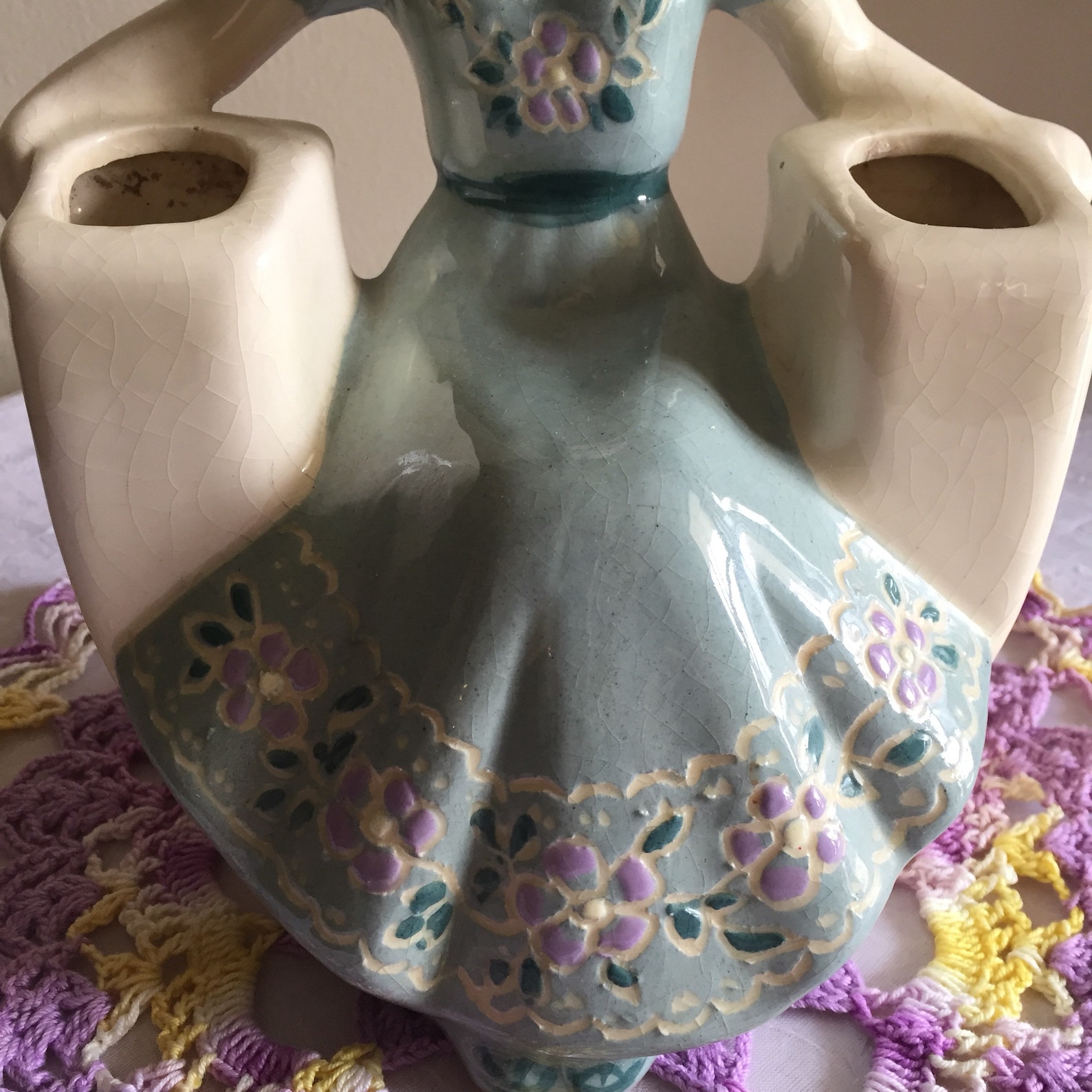 Vintage Weil Ware Double Vase Lady in Garden 1950's | Etsy