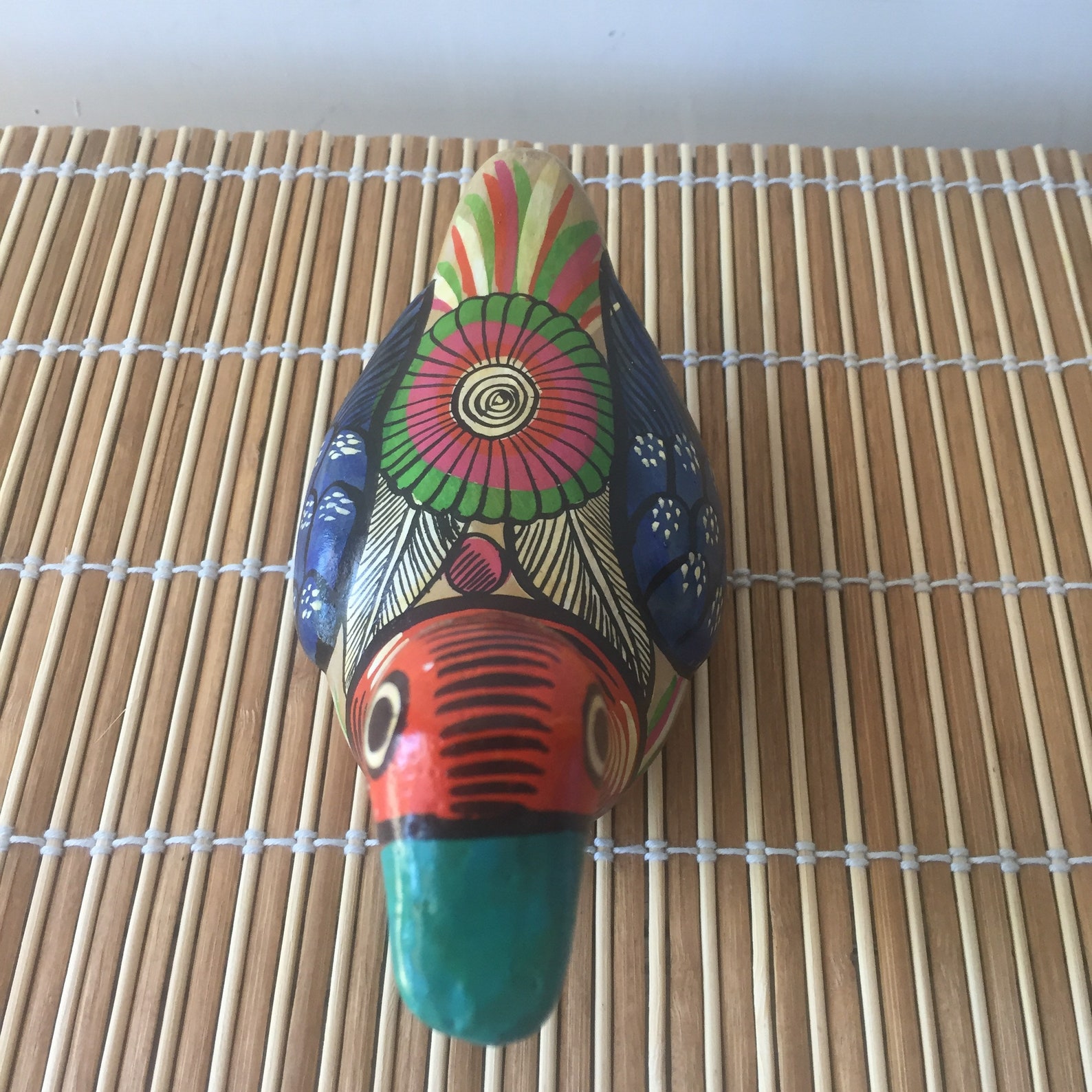 Vintage Folk Art Ceramic Duck, Hand Painted - Etsy
