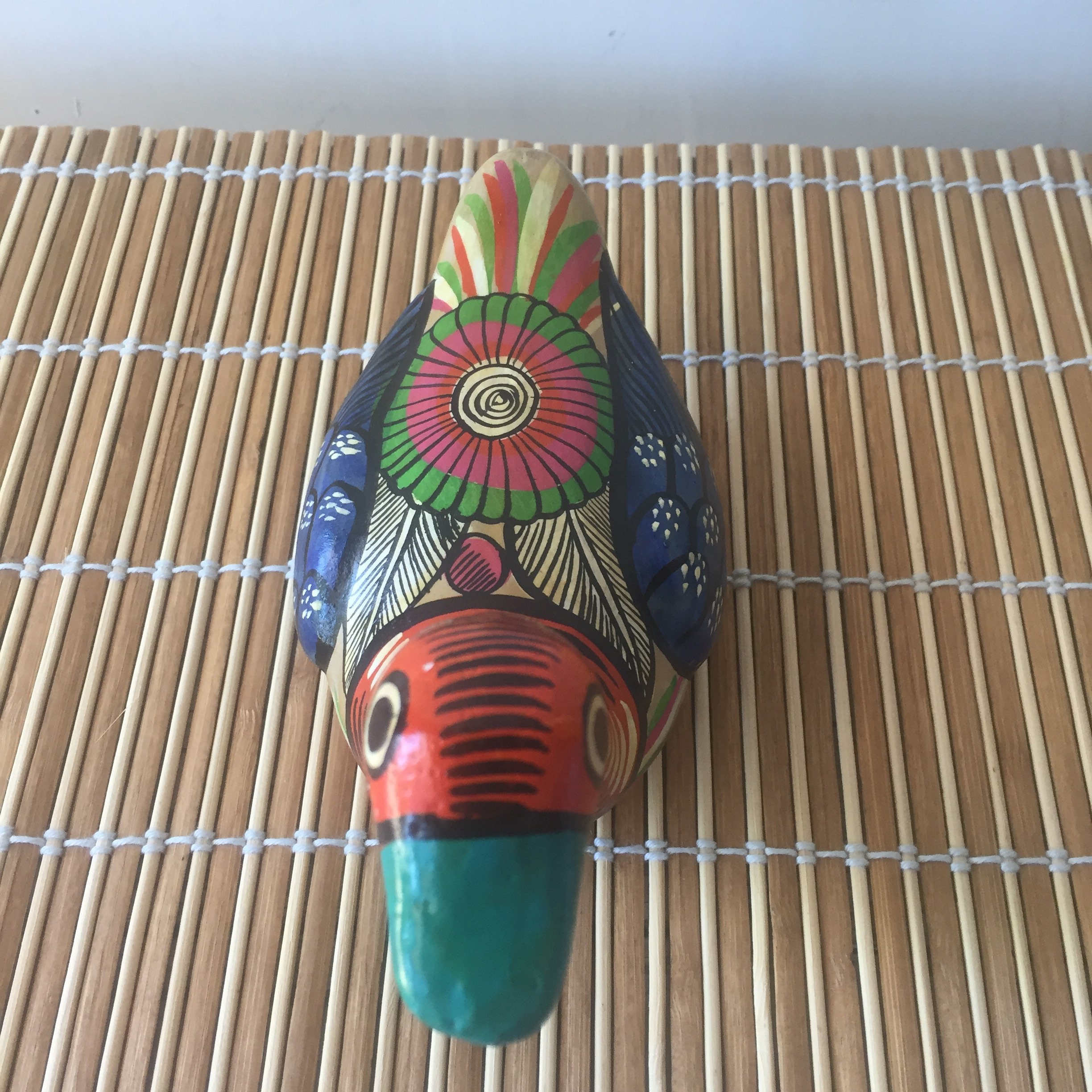 Vintage Folk Art Ceramic Duck, Hand Painted - Etsy