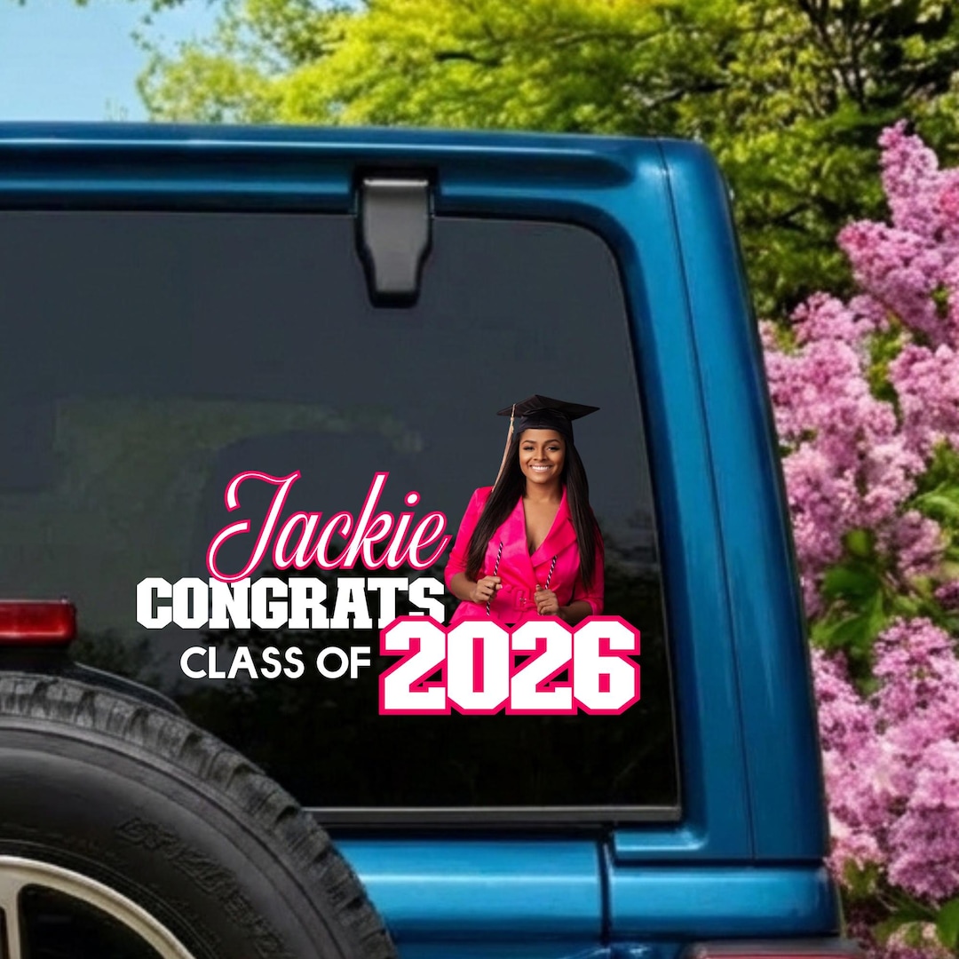 Personalized Graduation Car Decal - Class of 2026 Sticker With Custom ...