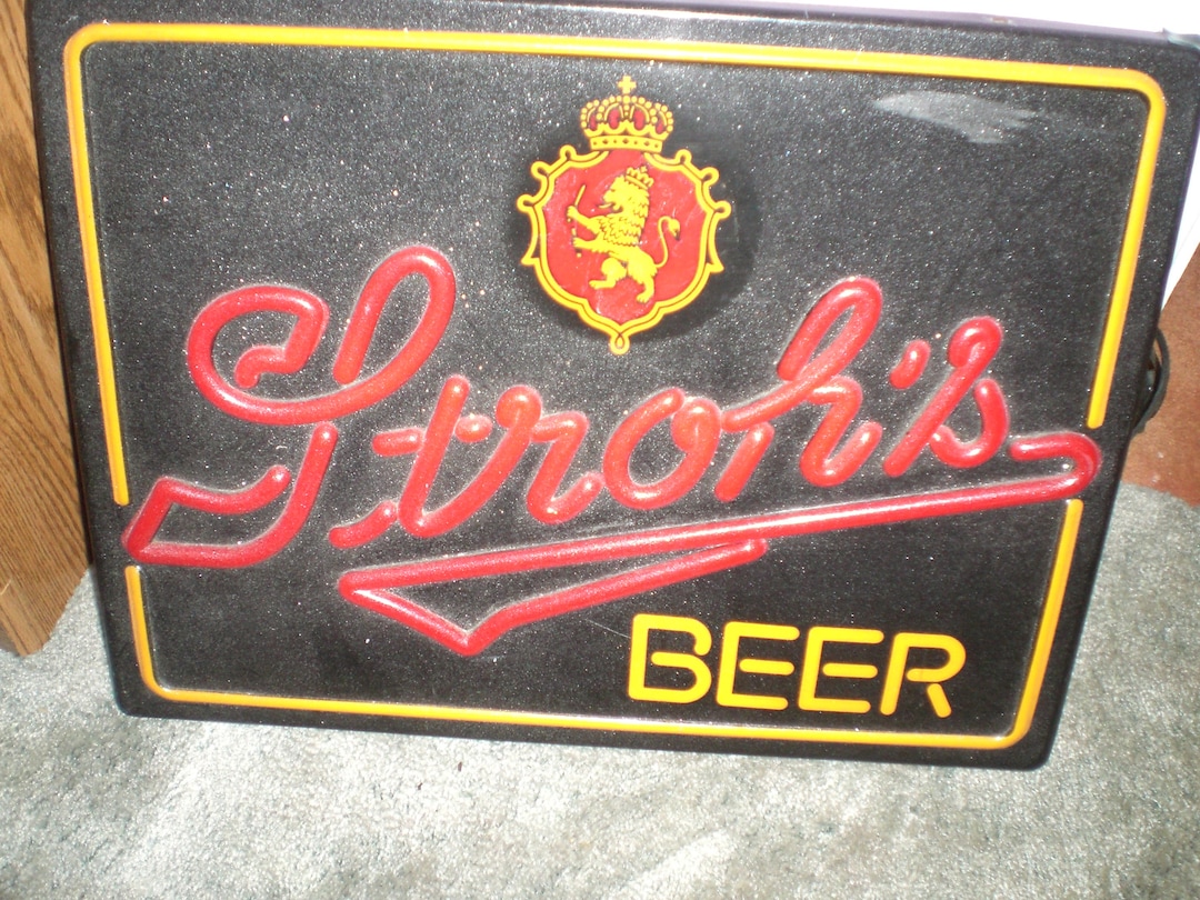 Vintage Stroh's Beer WORKING Lighted Sign - Etsy