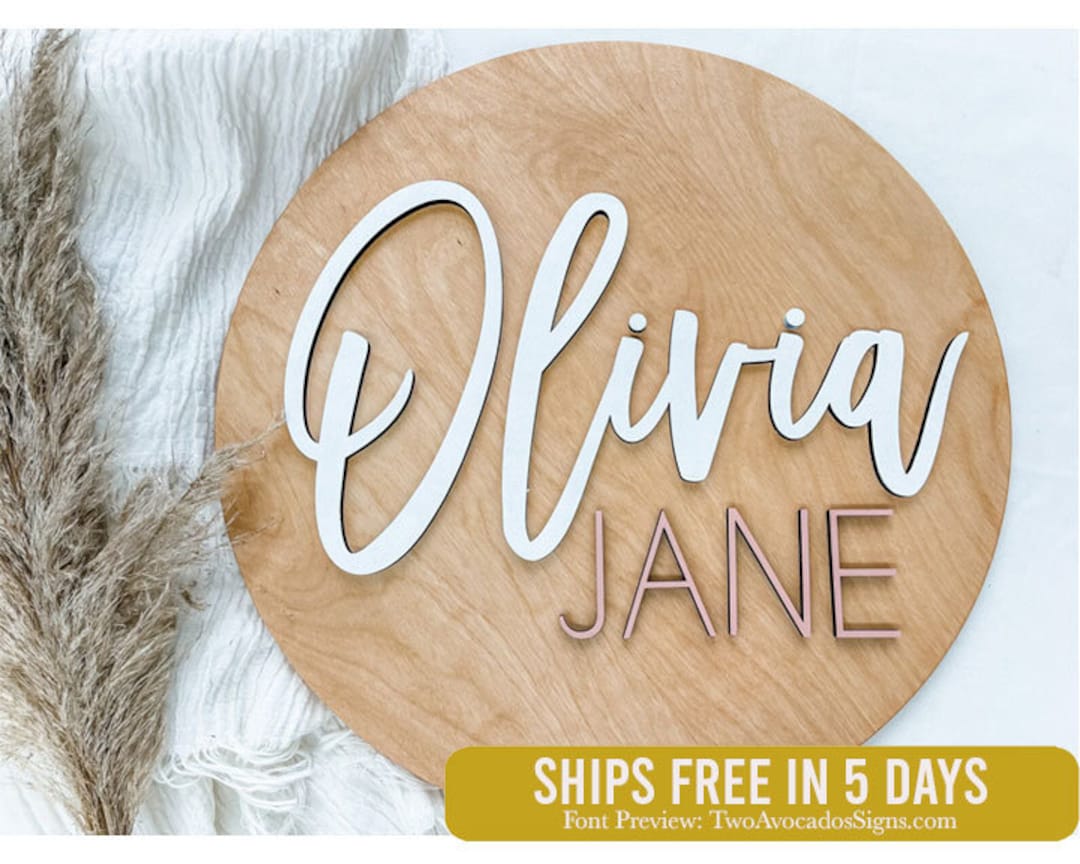 Nursery Name Sign, Round Name Sign, Above Crib Sign, 3d Name Sign, Baby ...