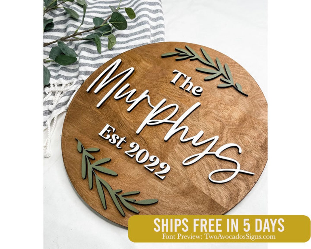 Round Last Name Sign, Round Wedding Sign, Established Sign, Wedding ...