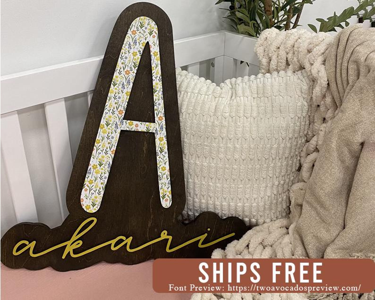 Large Wood Pattern Name Sign, Nursery Name Sign, Above Crib Cut Out ...