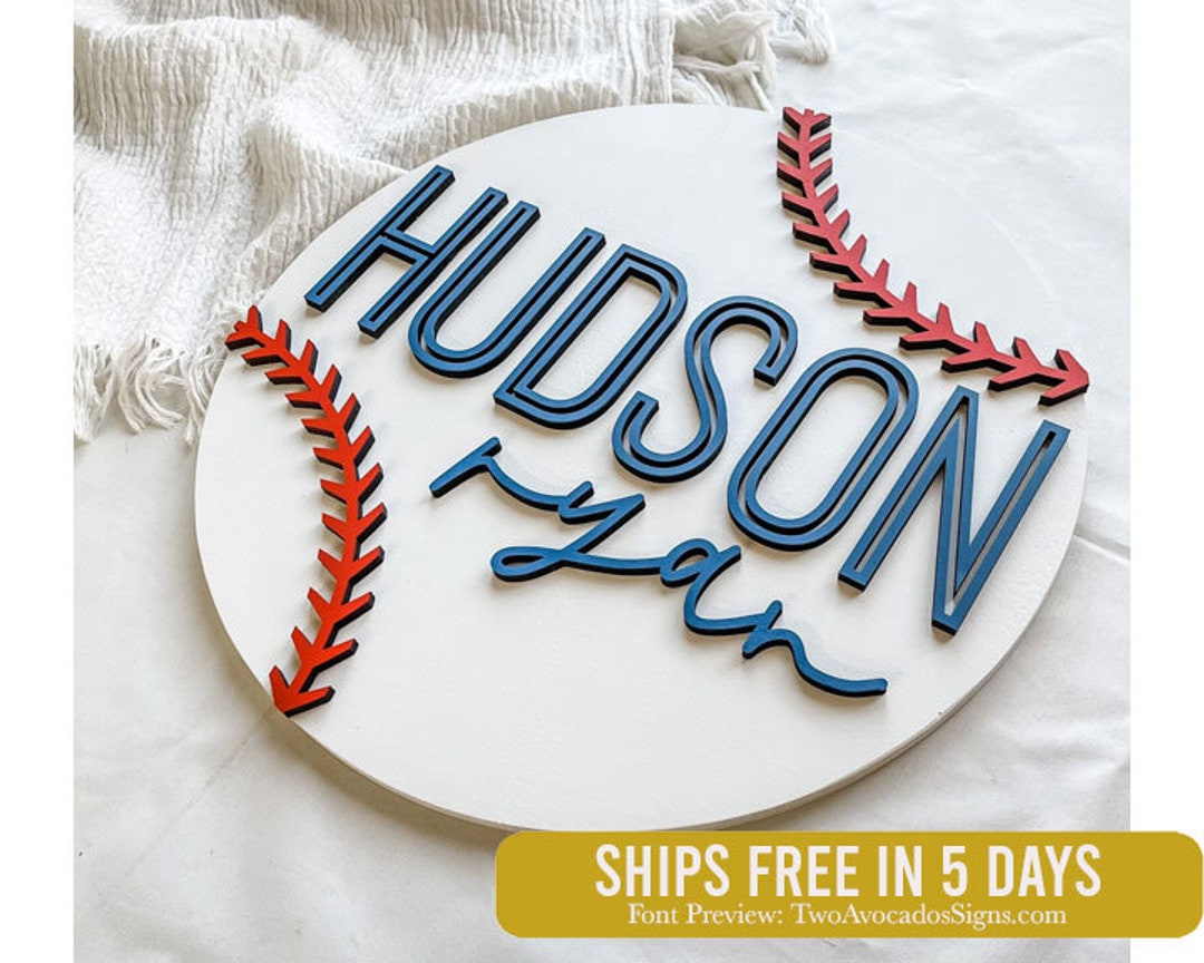 Baseball Nursery Name Sign, Round Name Sign, Sports Nursery, Boy Name ...