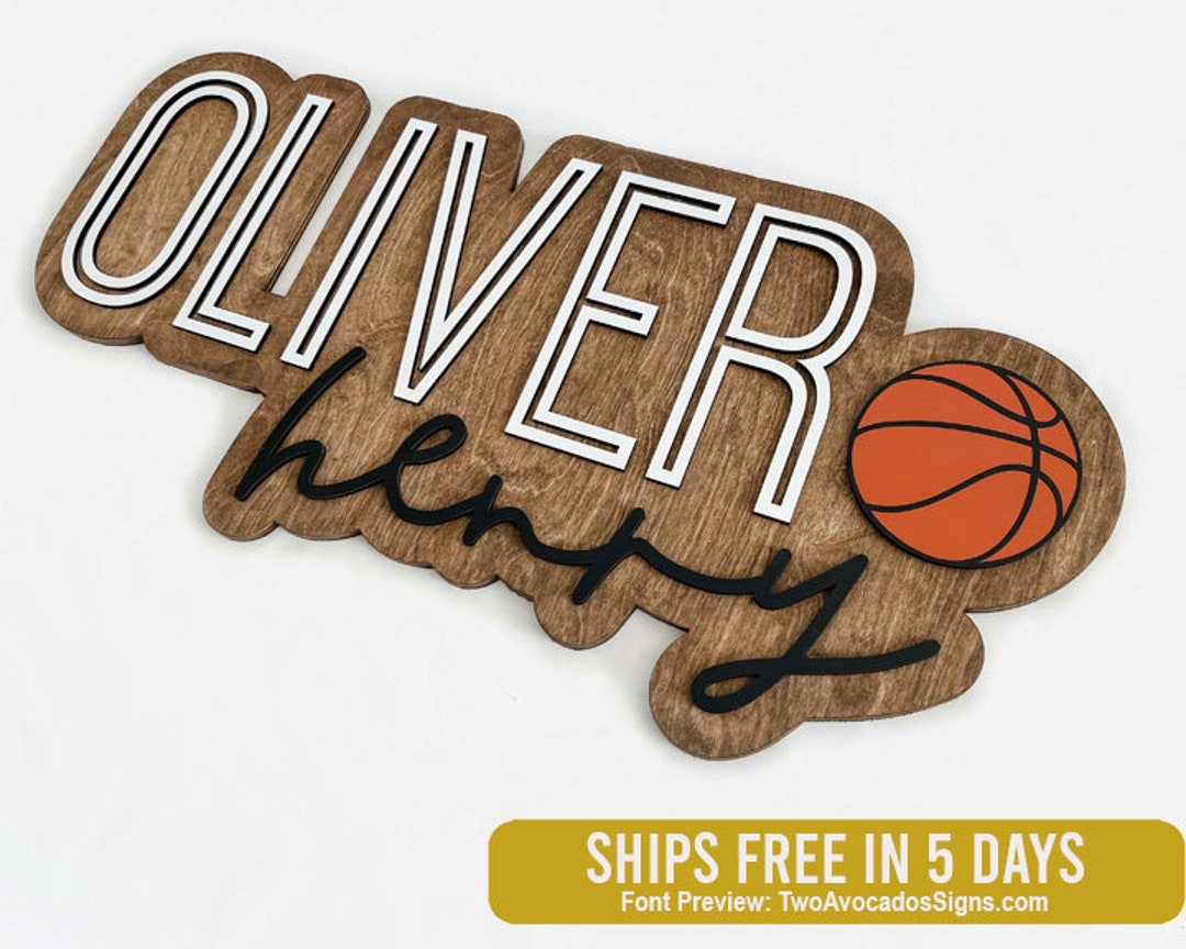 Basketball Name Sign, Large Wood Name Sign, Nursery Name Sign, Sports ...