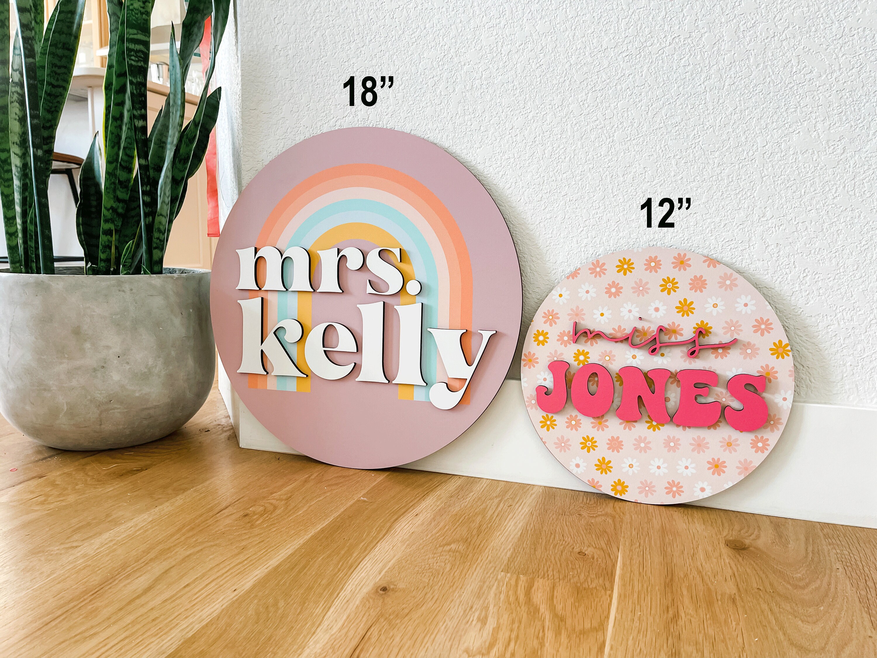 Teacher Name Sign, Teacher Appreciation Gift, Round Teacher Sign, Door ...