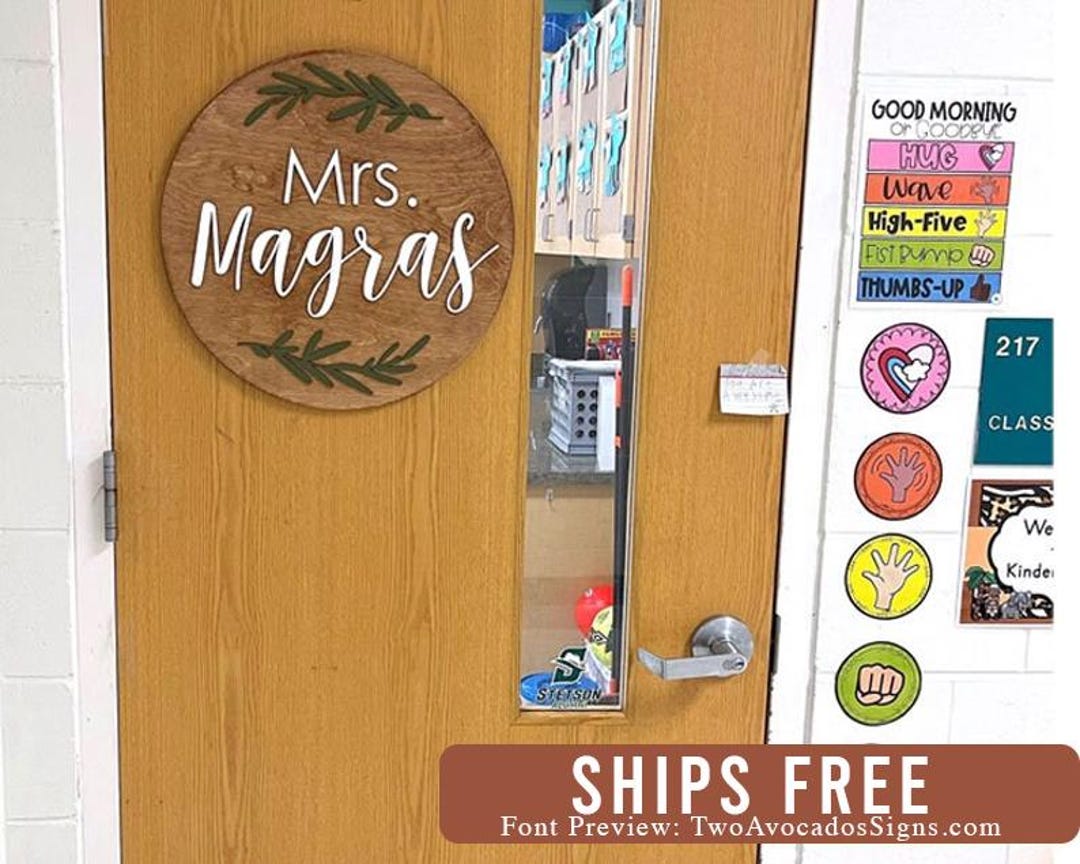 Teacher Name Sign, Teacher Appreciation Gift, Round Teacher Sign, Door ...