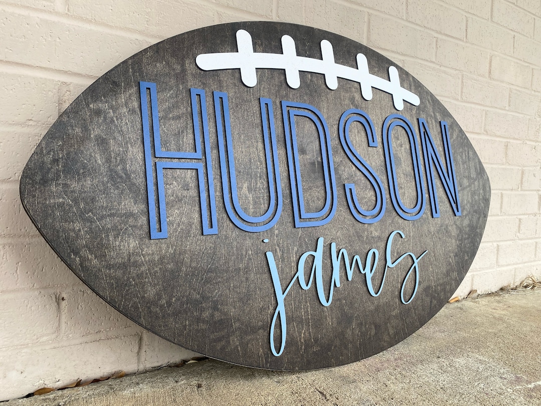 Football Name Sign, Large Wood Name Sign, Nursery Name Sign, Sports ...