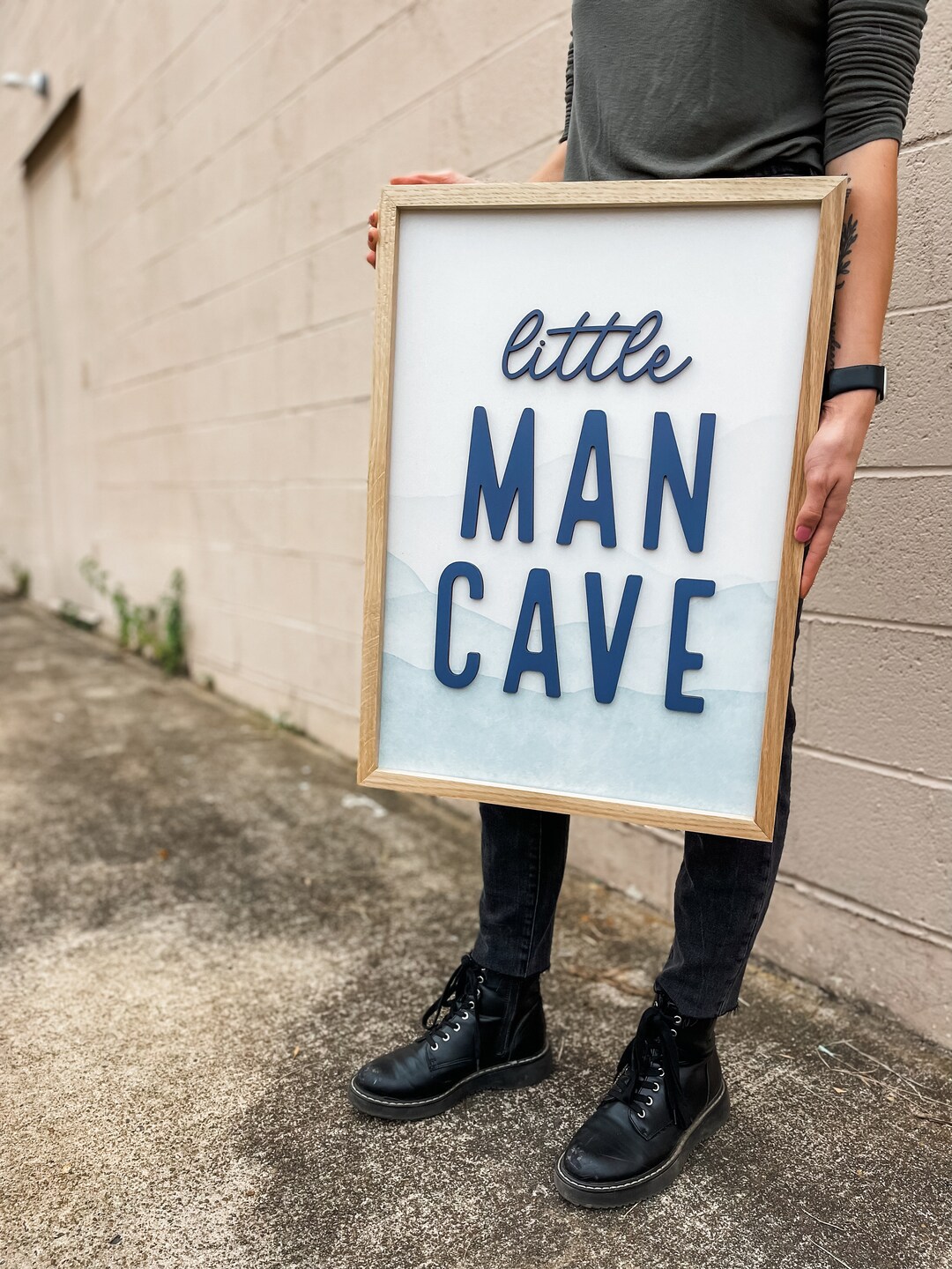 Little Man Cave, Framed Nursery Sign, Custom Kids Sign, Framed Wood ...