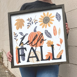 Hello Fall, Framed Sign, Fall Sign, Framed Wood Sign, Fall Decor ...