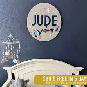 Nursery Name Sign, Space Theme Nursery, Space Name Sign, Above Crib ...