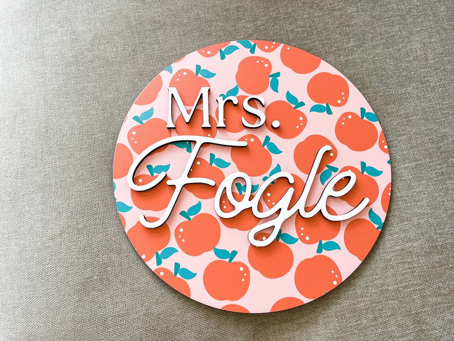 Teacher Name Sign, Teacher Appreciation Gift, Round Teacher Sign, Door ...