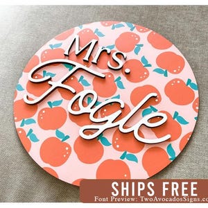 Teacher Name Sign, Teacher Appreciation Gift, Round Teacher Sign, Door ...