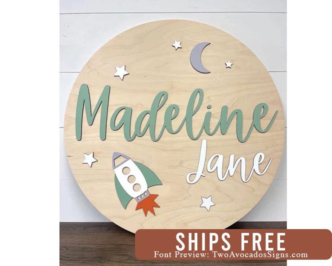 Nursery Name Sign, Space Theme Nursery, Space Name Sign, Above Crib ...