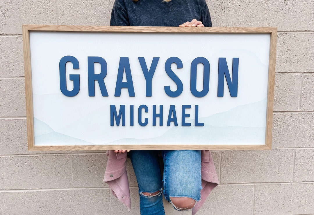 Framed Nursery Name Sign, Framed Baby Name Sign, Custom Kids Sign ...