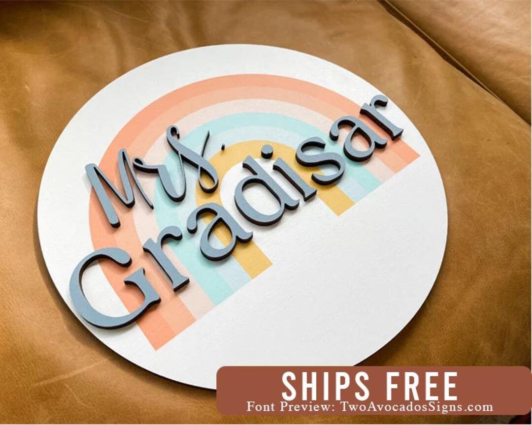 Teacher Name Sign, Teacher Appreciation Gift, Round Teacher Sign, Door ...