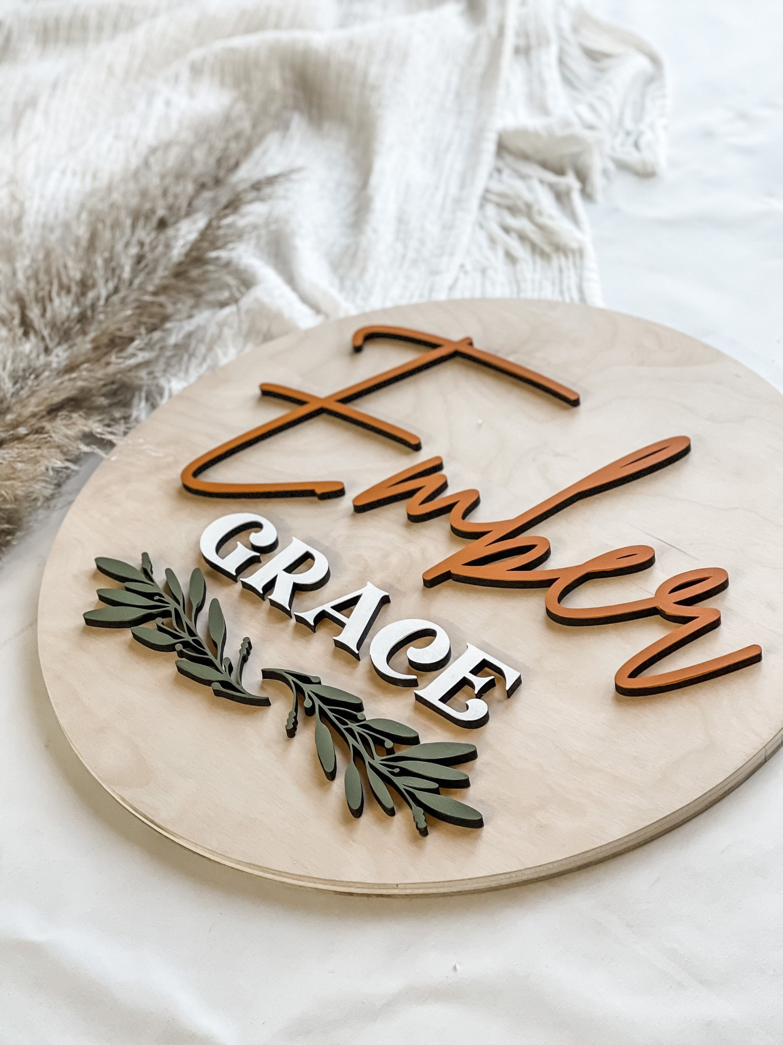 Nursery Name Sign Above Crib Name Sign Round Name Sign Boho - Etsy