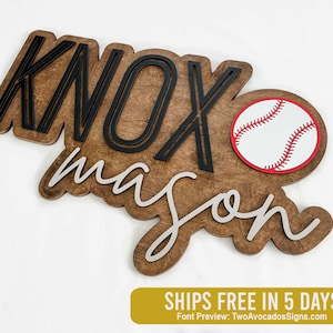 Baseball Name Sign, Large Wood Name Sign, Nursery Name Sign, Sports ...