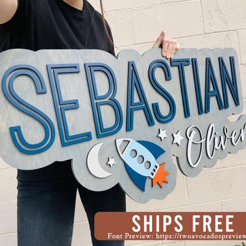Space Ship Baby Name Sign - Etsy