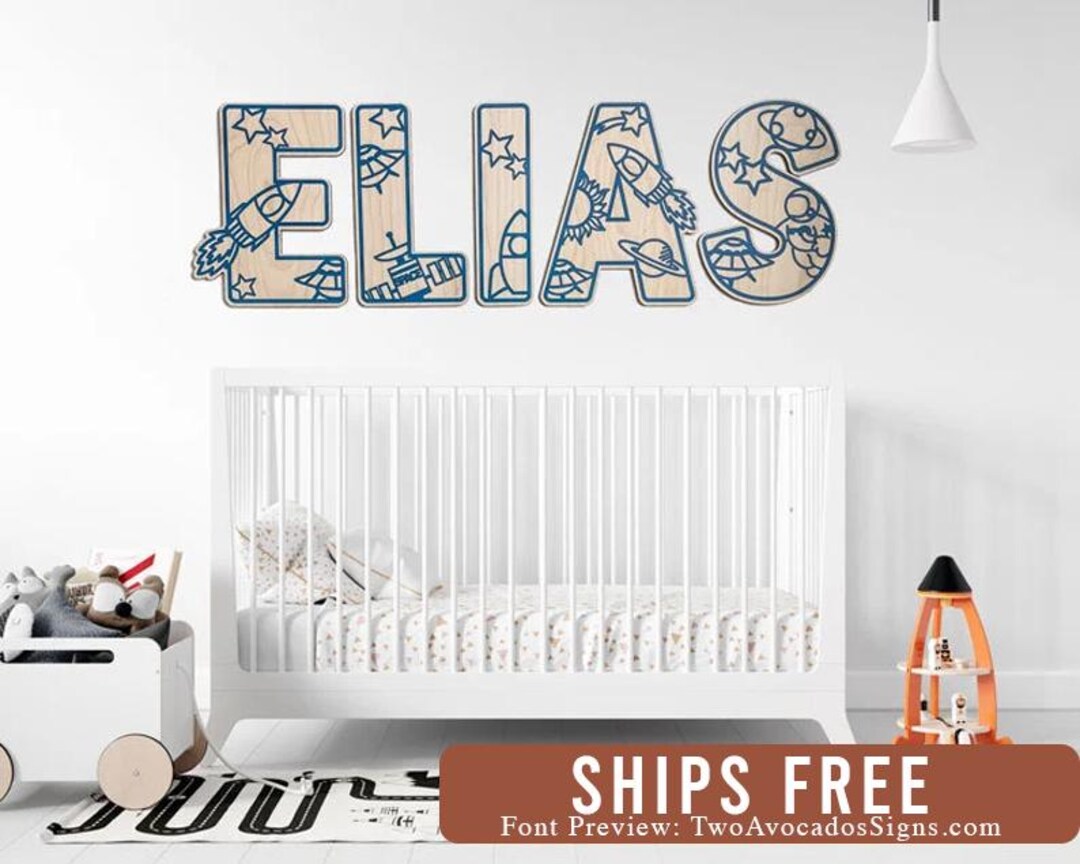 Space Name Sign, Space Letters, Letter Sign, Space Nursery Sign, Space ...
