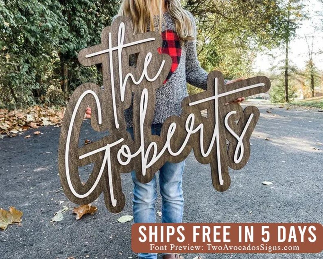 Large Last Name Sign, Cut Out Last Name Sign, Wedding Name Sign, Double ...