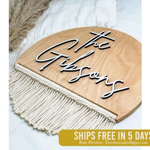 Round Last Name Sign, Wedding Name Sign, Boho Wedding Sign, Macrame ...