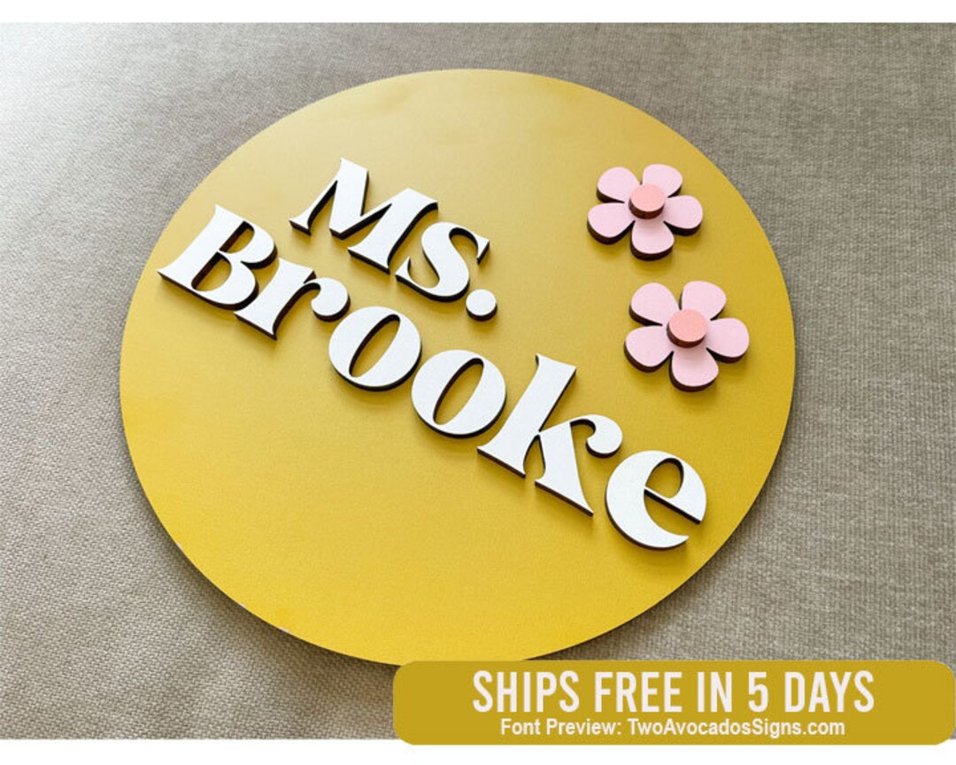 Teacher Name Sign, Teacher Appreciation Gift, Round Teacher Sign, Door ...