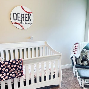Baseball Nursery Name Sign, Round Name Sign, Sports Nursery, Boy Name ...