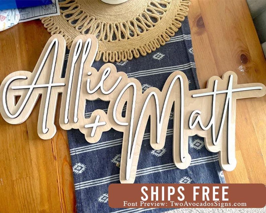 Large Last Name Sign, Cut Out Last Name Sign, Wedding Name Sign, Double ...