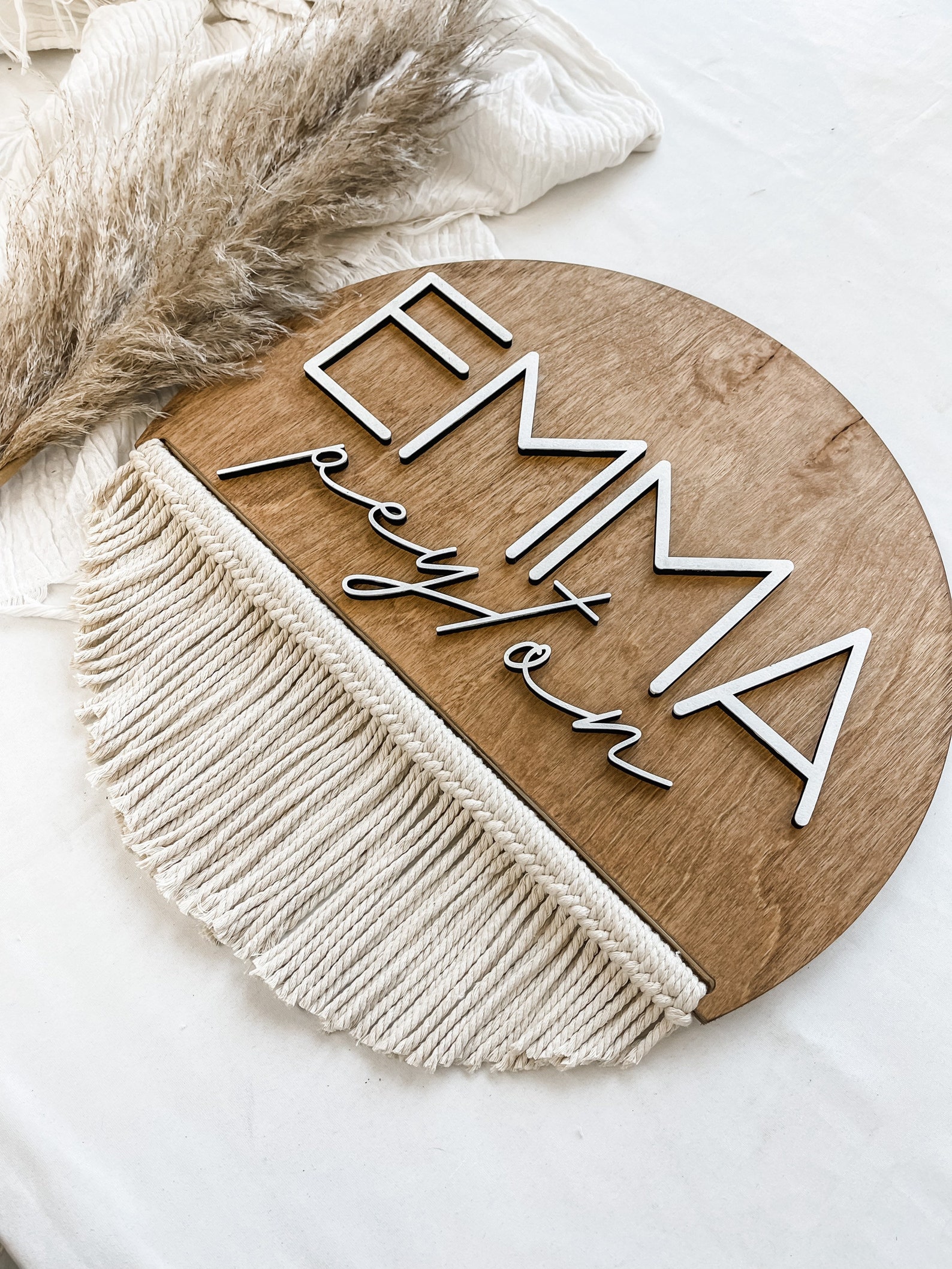 Nursery Name Sign Round Name Sign Macrame Name Sign Above - Etsy