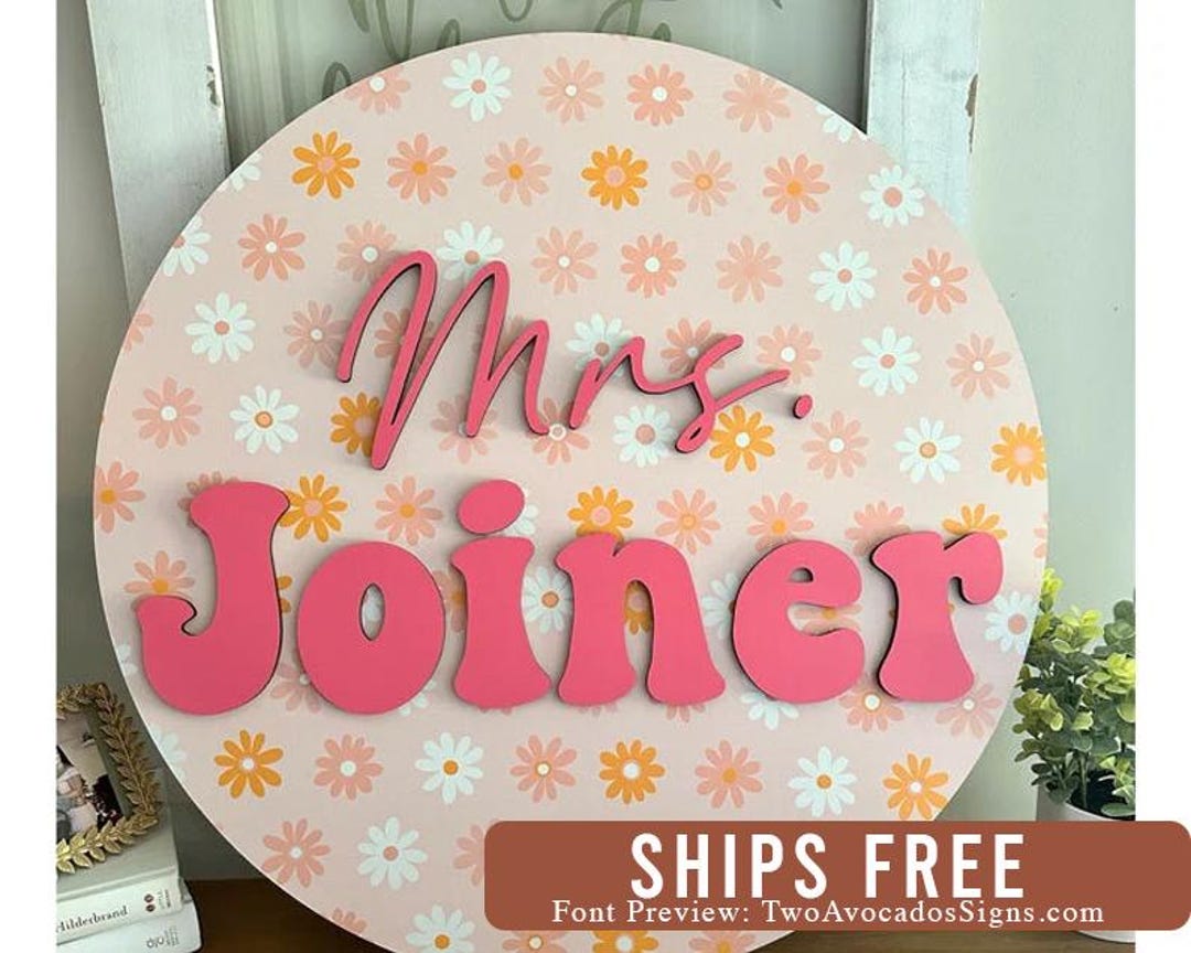 Teacher Name Sign, Teacher Appreciation Gift, Round Teacher Sign, Door ...