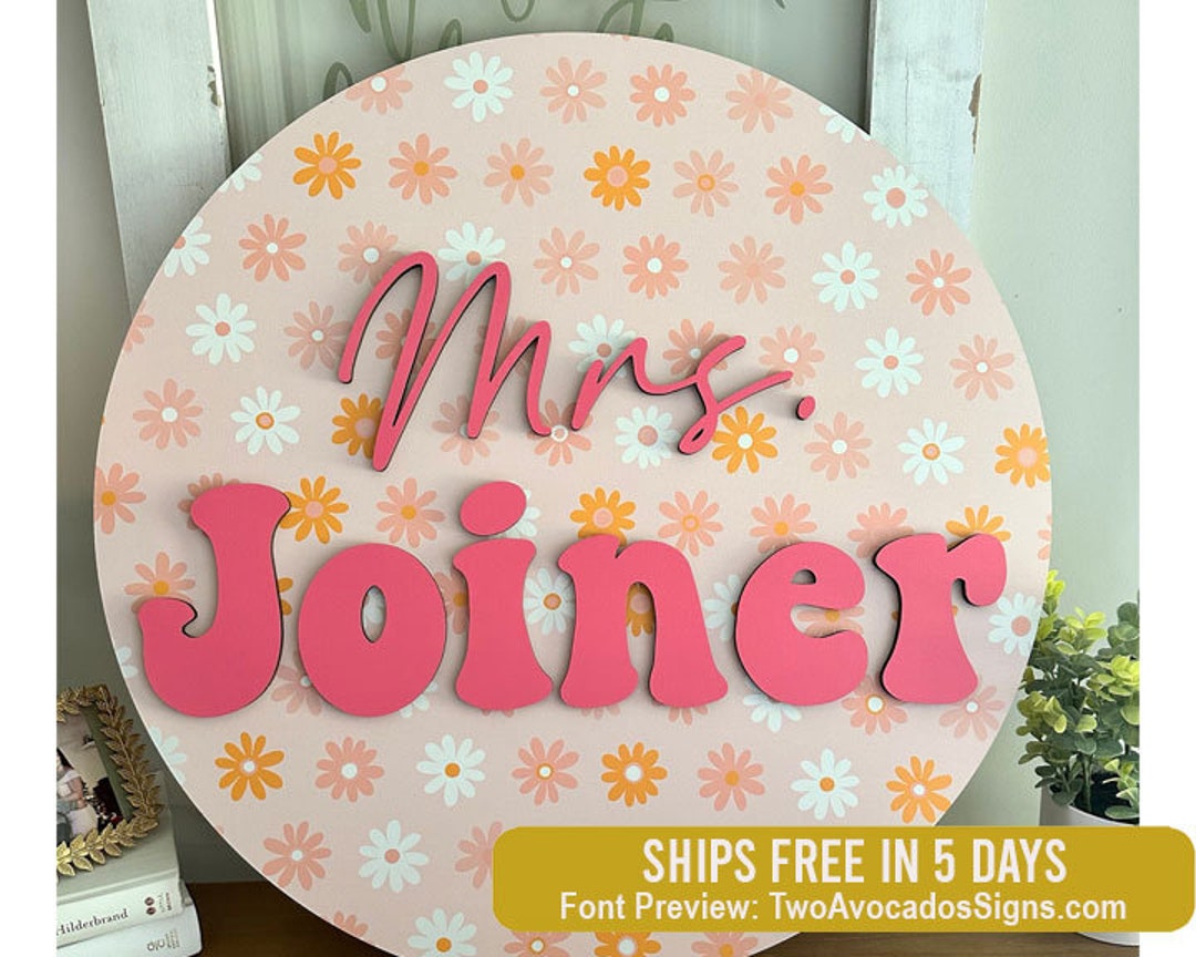 Teacher Name Sign, Teacher Appreciation Gift, Round Teacher Sign, Door ...