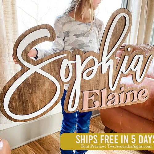 Large Wood Name Sign Nursery Name Sign Layered 3D Baby - Etsy