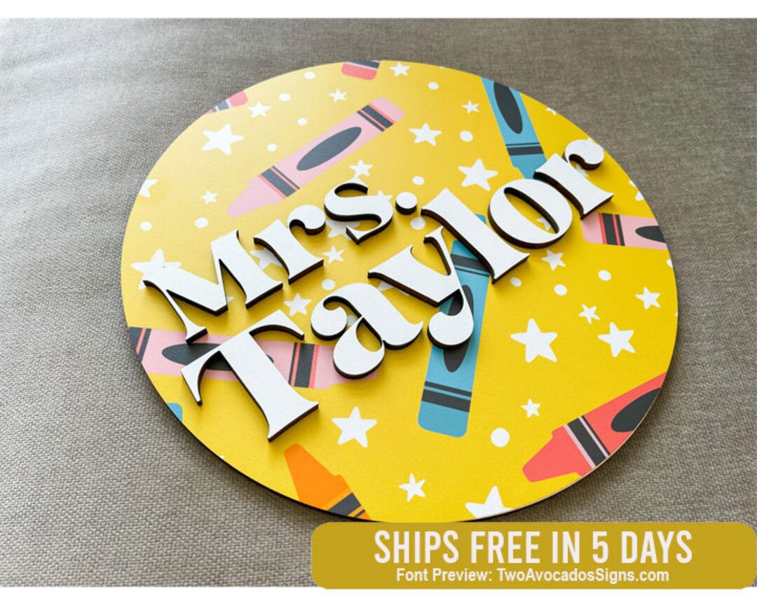 Teacher Name Sign, Teacher Appreciation Gift, Round Teacher Sign, Door ...